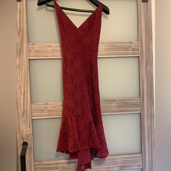 Lulus | Dresses | Lulus Maroon Lace Midi Dress | Poshmark